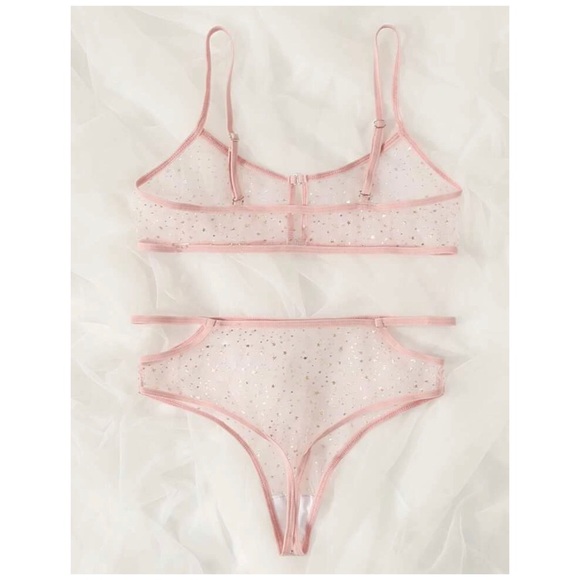 Intimates & Sleepwear | Pink See Through Star Print Set New | Poshmark